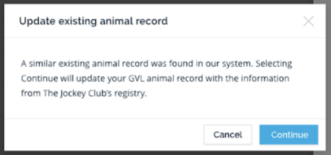 What if I enter a horse’s microchip that already has an animal record ...